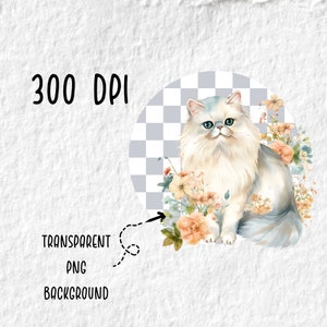 Persian Cat Watercolor Clipart, Cute Persian Cat Nursery Baby Shower ...