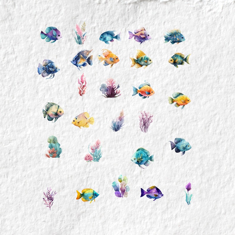 Watercolor Tropical Fish Clipart, Ocean Nursery Art (PNG) - Etsy