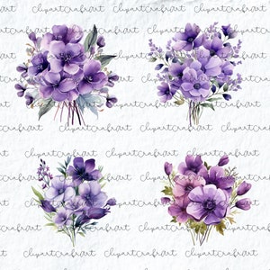 Violet Flower Bundle Clipart, Violet Floral Png, Violet Flowers ...