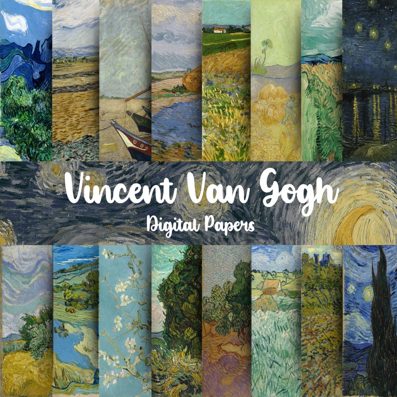 Vincent Van Gogh Oil Paintings Digital Papers, Van Gogh Paintings ...