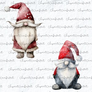 Christmas Gnome Clipart, Red Christmas Scandinavian Gnomes Clipart ...
