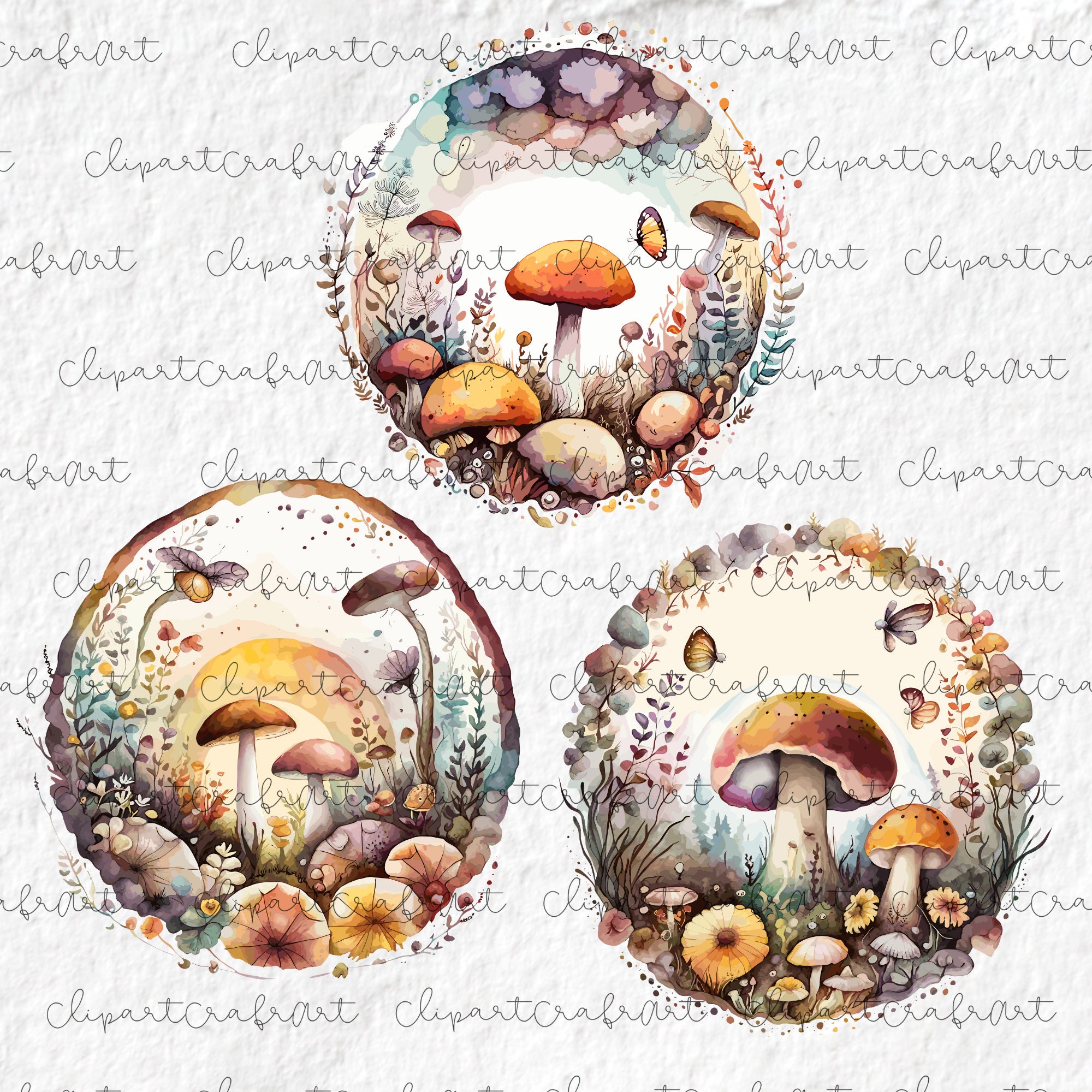 Magic Mystical Mushroom Clipart Fantasy Mushrooms Clipart - Etsy