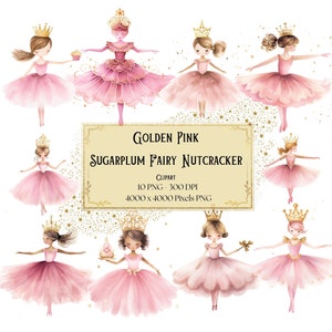 Sugarplum Fairy Nutcracker Clipart, Pink Fairy Clipart, Golden Pink ...