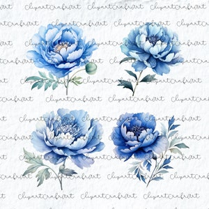 Blue Peony Flower Png Clipart, Spring Blue Peony Floral Clipart, Blue ...
