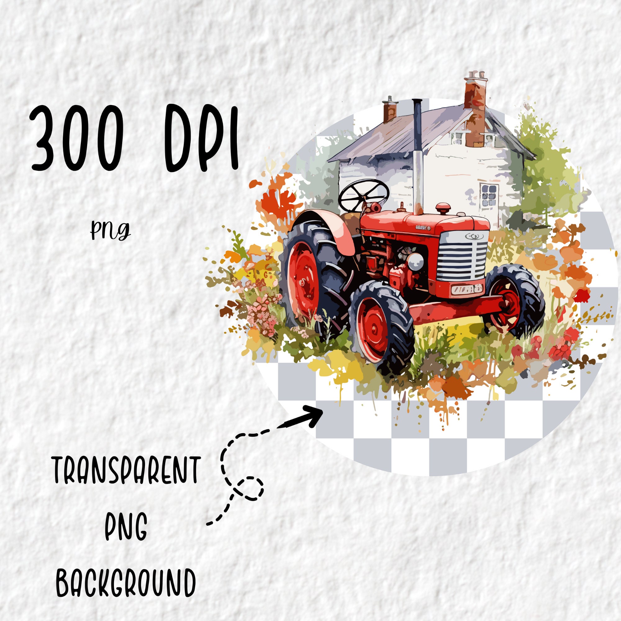 Vintage Red Tractor Clipart