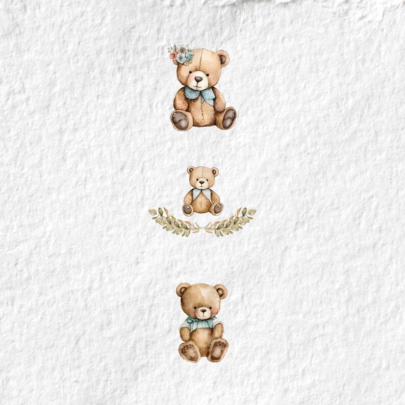 Teddy Bear Clipart, Brown Bear Watercolor Clipart, Birthday Party Decor ...