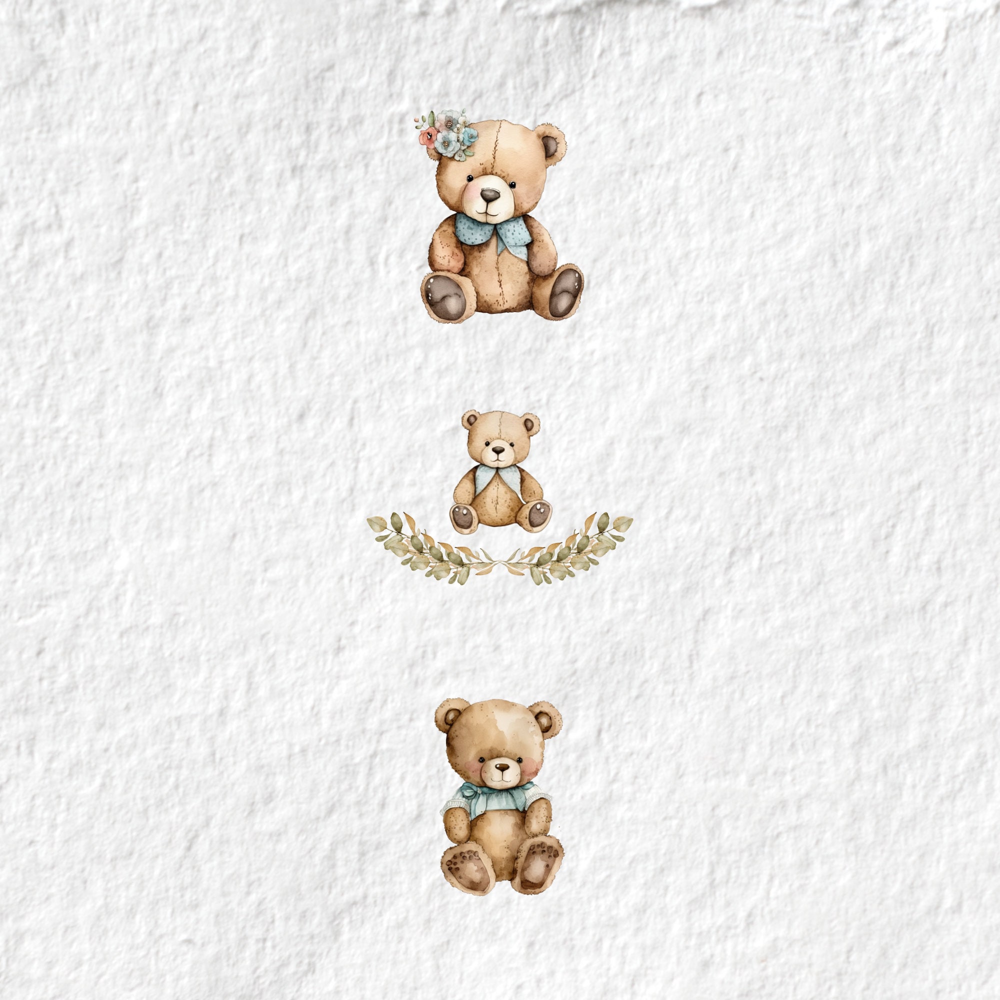 Teddy Bear Clipart, Brown Bear Watercolor Clipart, Birthday Party Decor ...