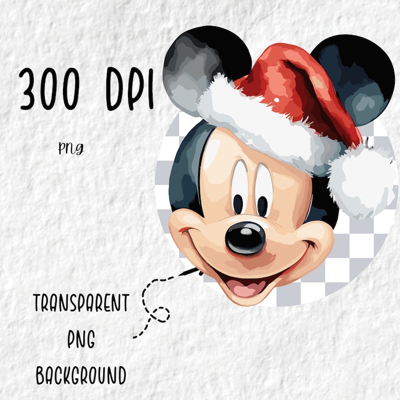 Christmas Mickey Mouse Watercolor Clipart, Holiday PNG (digital ...