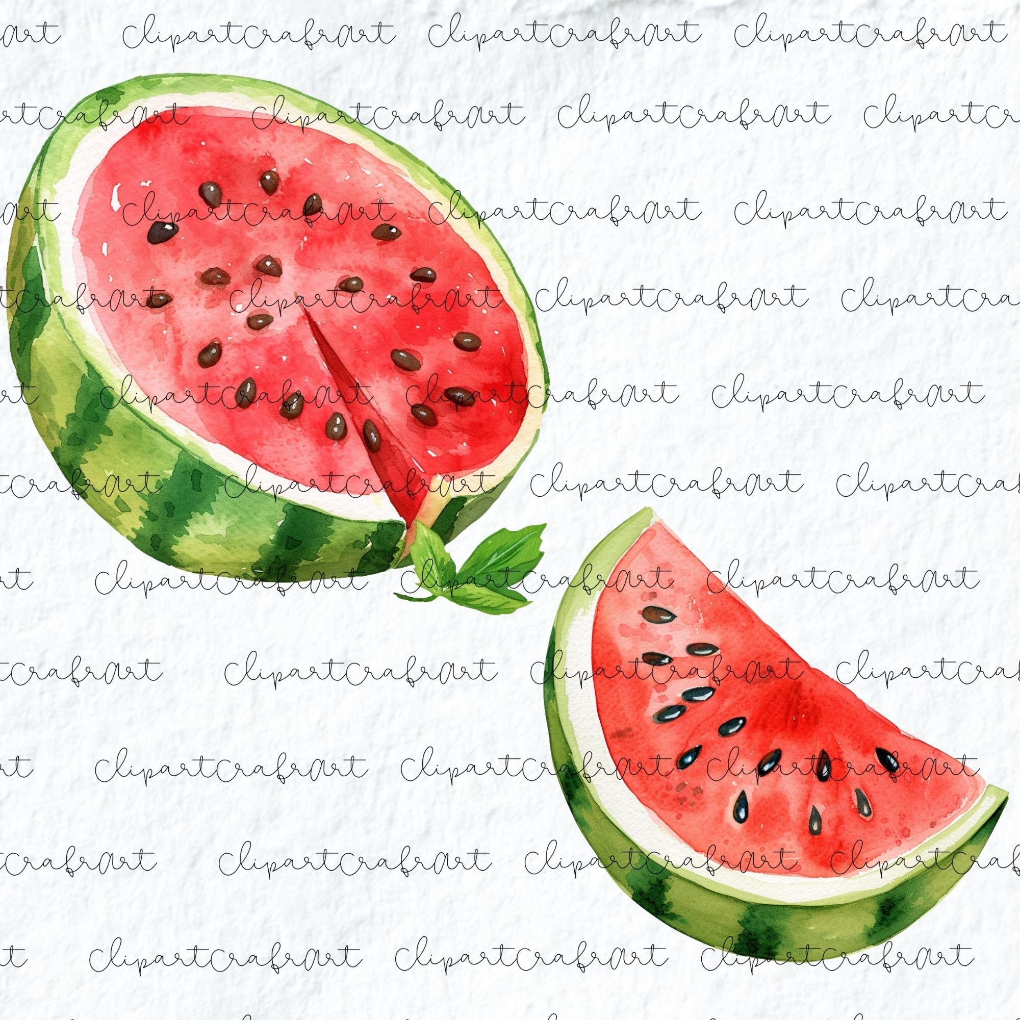 Watermelon Clipart, Watermelon Slice Watercolor Clipart, Watermelon ...