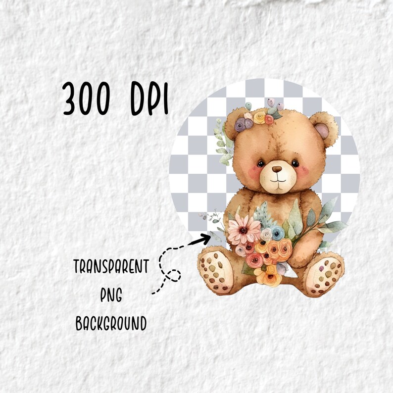 Teddy Bear Clipart Brown Bear Watercolor Clipart Birthday - Etsy