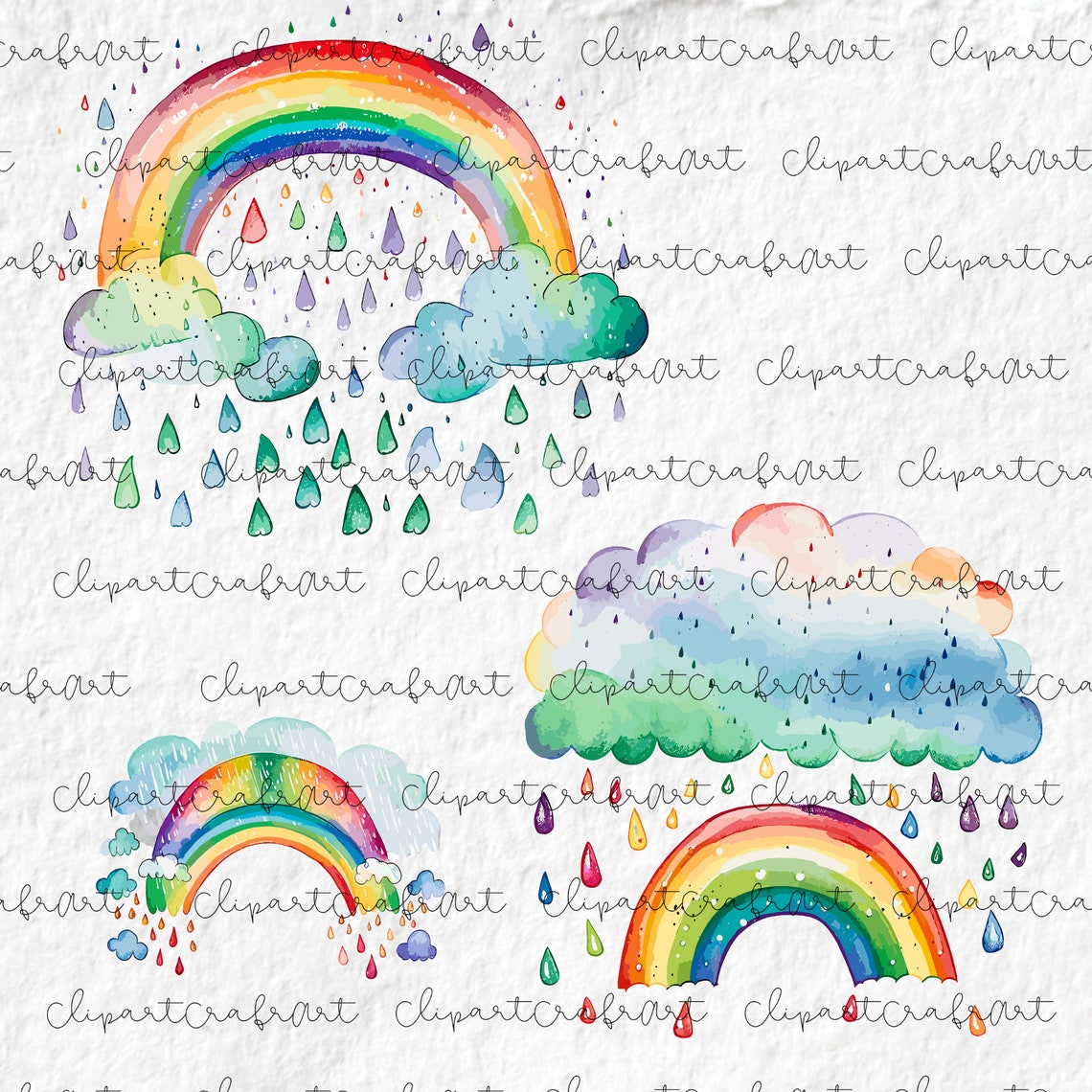 Watercolor Rainbow Clipart, Nursery Decor (PNG) - Etsy