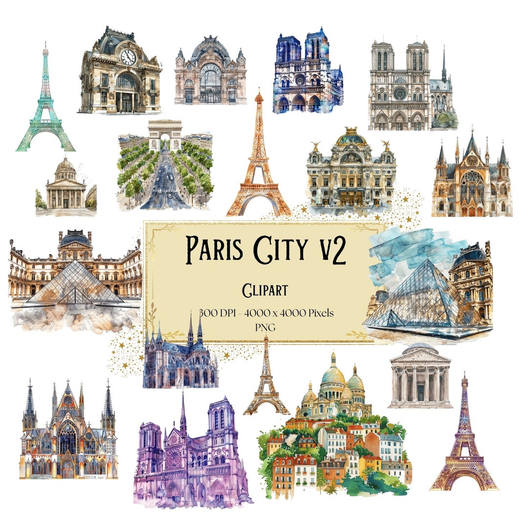 Paris City Clipart, Paris City Watercolor Clipart, Saint Chapelle ...