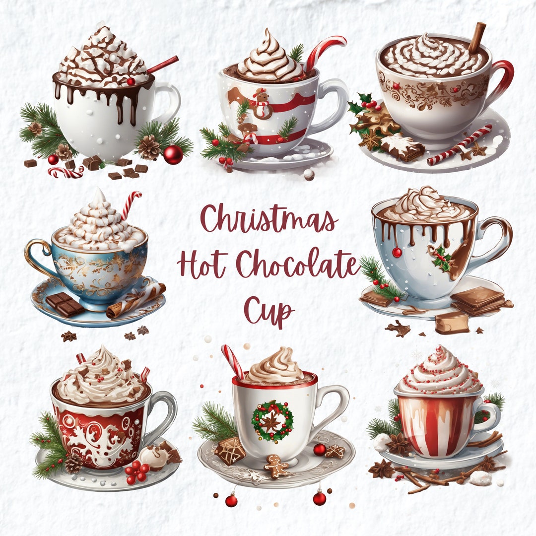 Christmas Hot Chocolate Clipart, Hot Chocolate Mug Watercolor Clipart ...