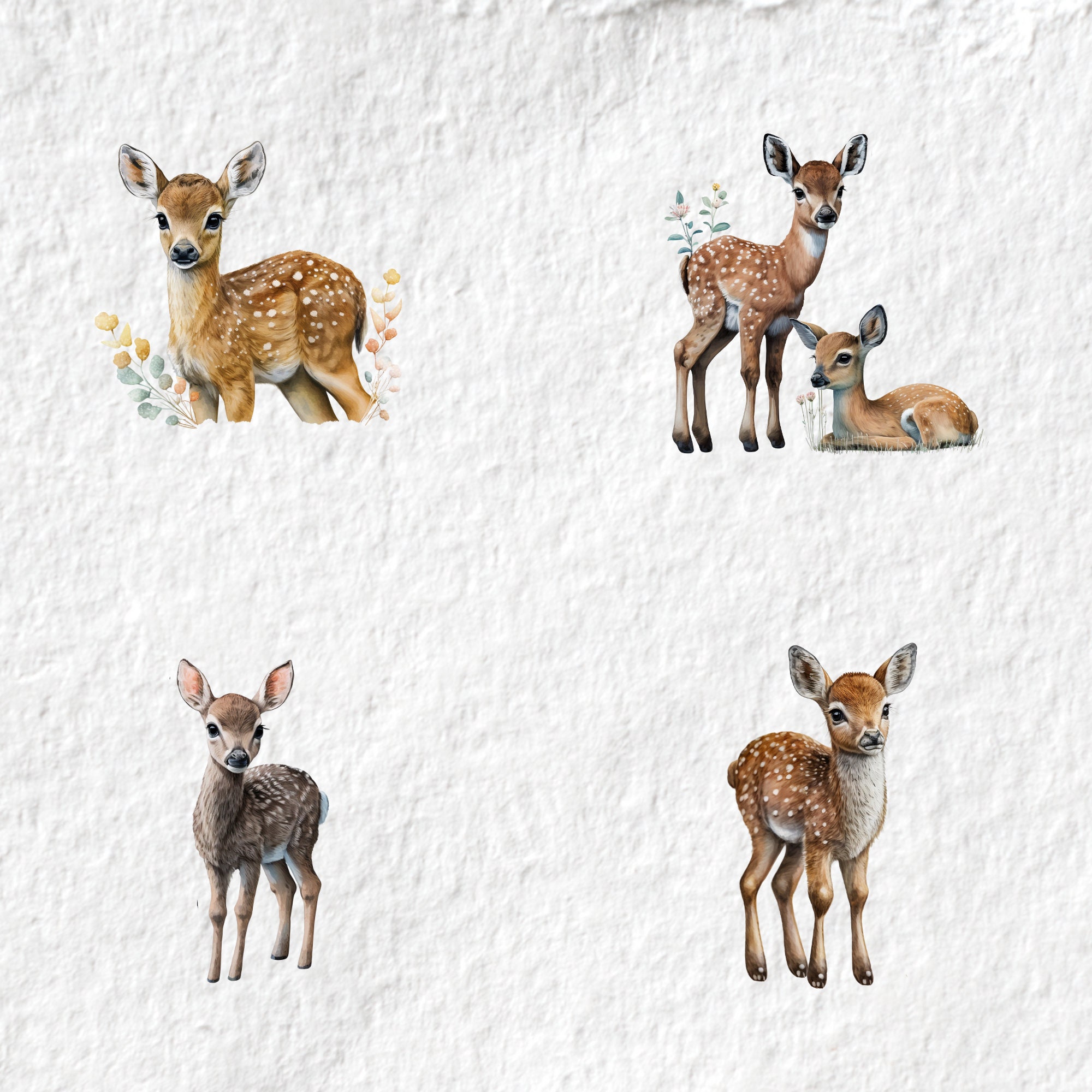 Deer Watercolor Clipart, Cute Fawn Deer Baby Shower Graphics, Nursery ...