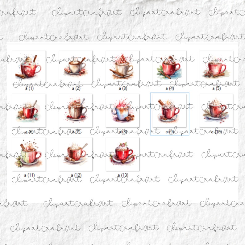 Hot Chocolate Christmas Watercolor Clipart, Hot Chocolate Mug Clipart ...