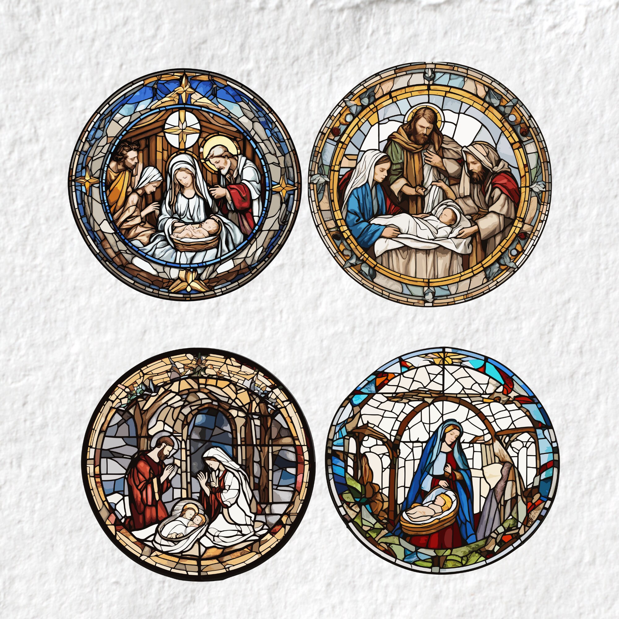 Nativity Scene Stained Glass Christmas Clipart, Nativity Scene ...