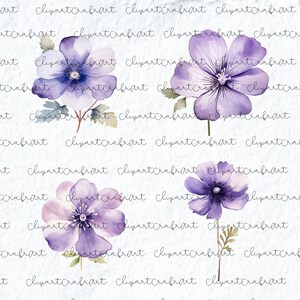 Violet Flower Bundle Clipart, Violet Floral Png, Violet Flowers ...