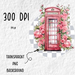 Floral Pink Phonebooth Clipart, Pink Phonebooth Clipart, London ...