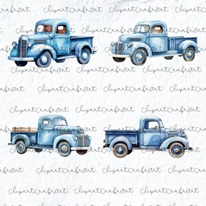 Vintage Blue Truck Clipart, Vintage Pickup Truck Clipart, Vintage Farm ...