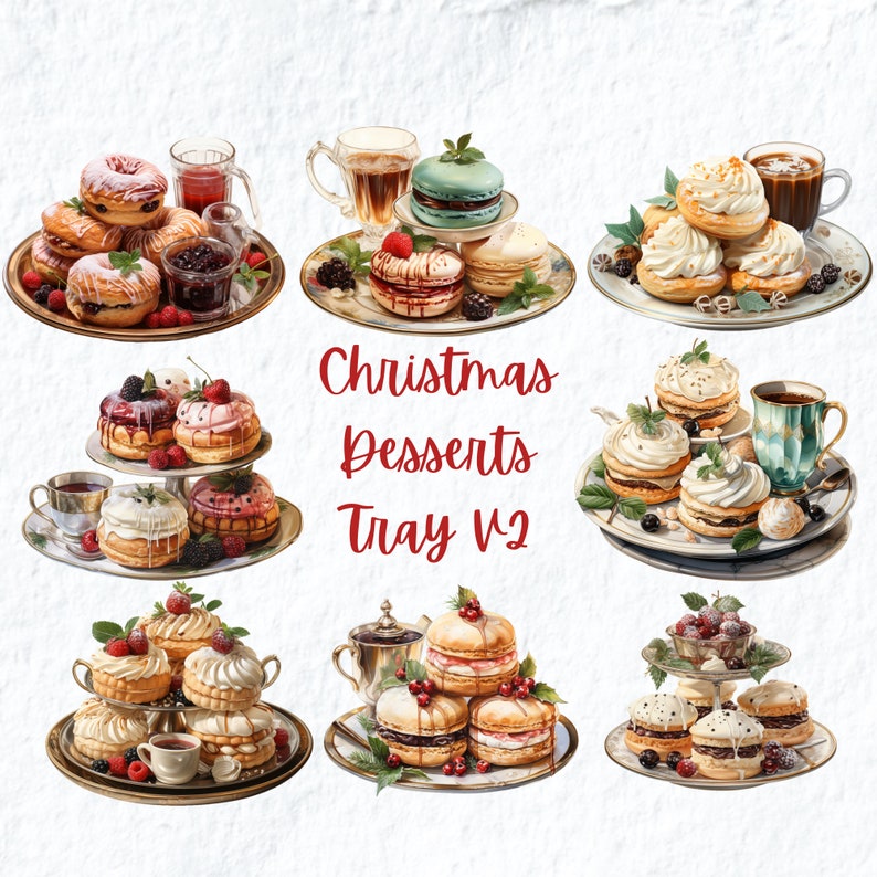 Christmas Desserts Tray Clipart, Cute Christmas Dessert Clipart, Xmas ...