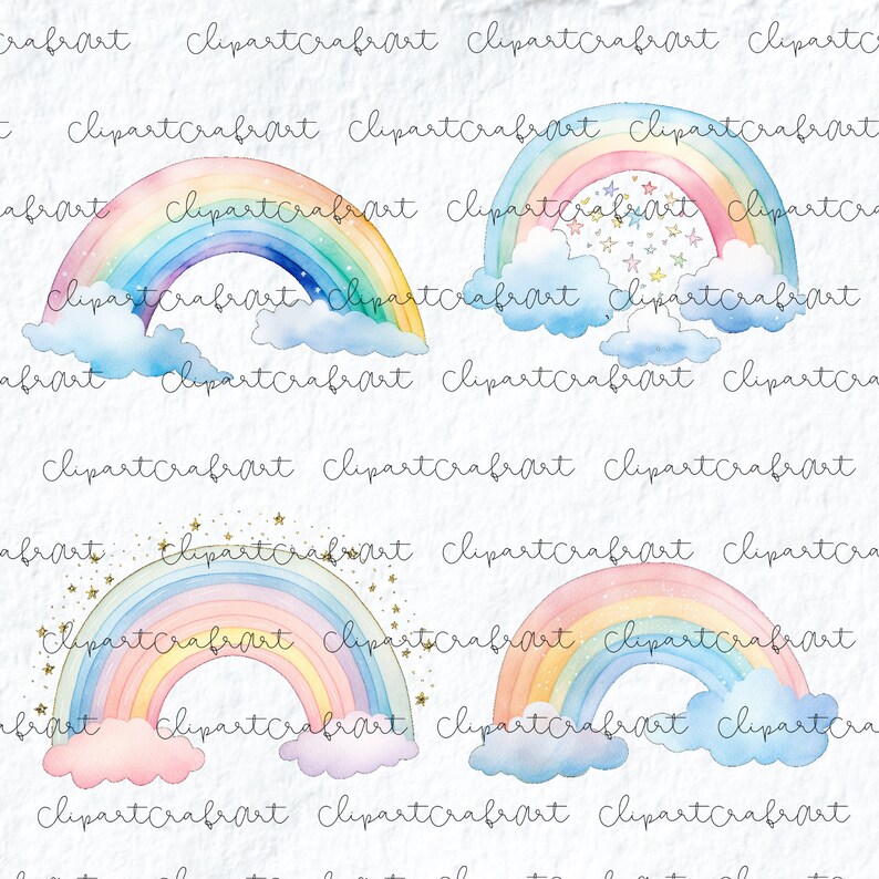 Pastel Rainbow Watercolor Clipart, Baby Shower Nursery (PNG) - Etsy