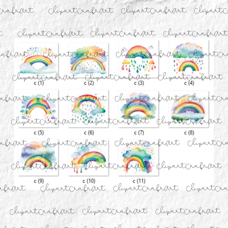 Watercolor Rainbow Clipart, Nursery Decor (PNG) - Etsy