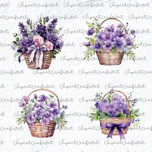 Violet Flower Bundle Clipart, Violet Floral Png, Violet Flowers ...