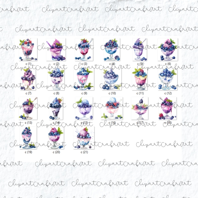 Clipart de sorvete de mirtilo em aquarela, imagens de sobremesa (PNG ...