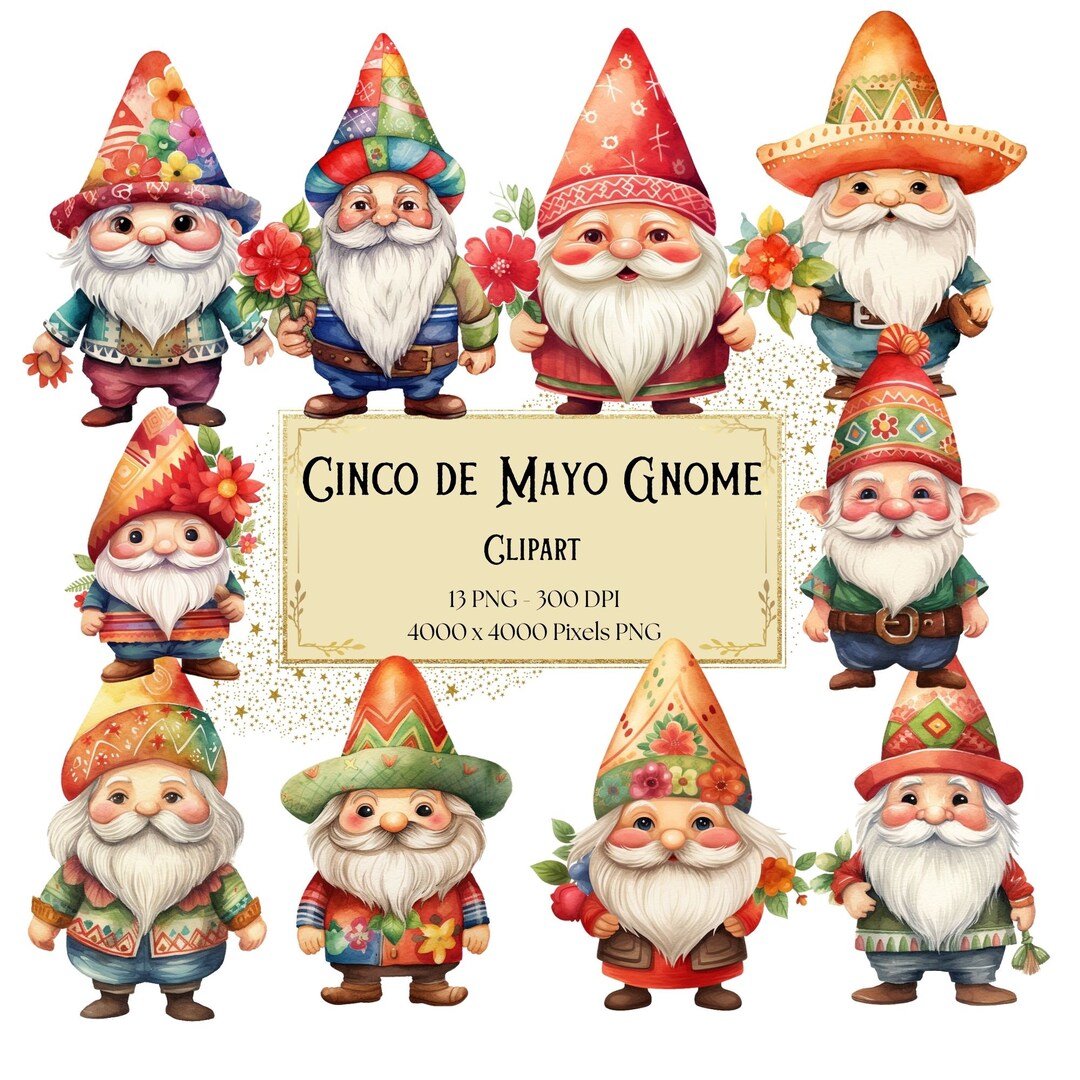 Cinco De Mayo Gnome Clipart, Cinco De Mayo Mexican Fiesta Gnomes ...
