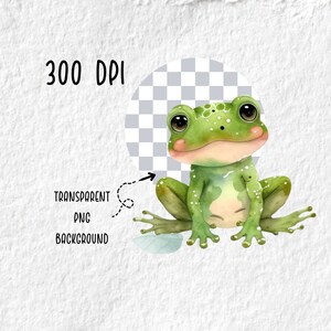 Frog Clipart, Amphibian Frog Watercolor Clipart, Birthday Baby Shower ...