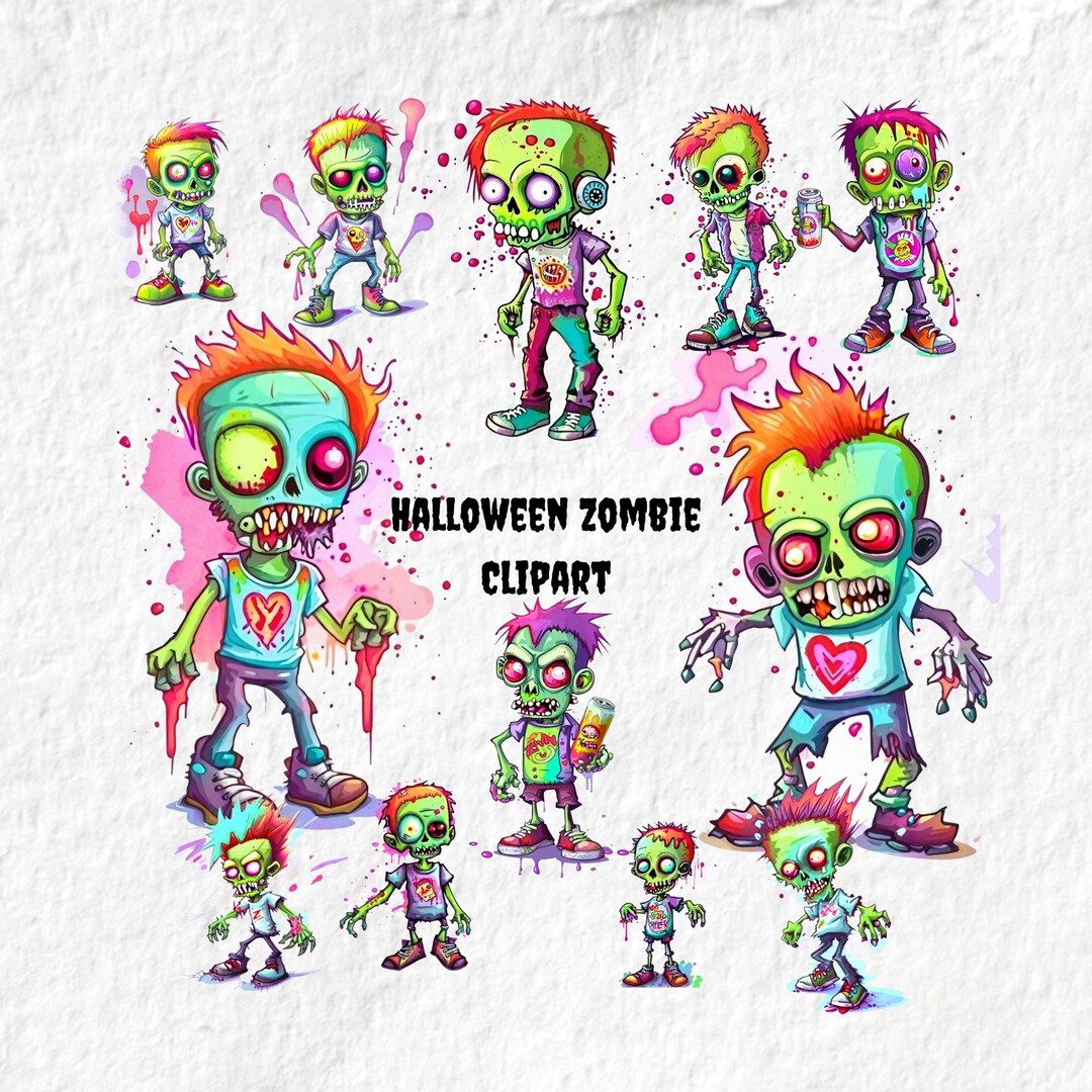 Halloween Zombie Clipart, Cute Halloween Horror Zombie Clipart, Creepy ...