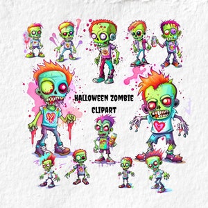 Halloween Zombie Clipart, Cute Halloween Horror Zombie Clipart, Creepy ...
