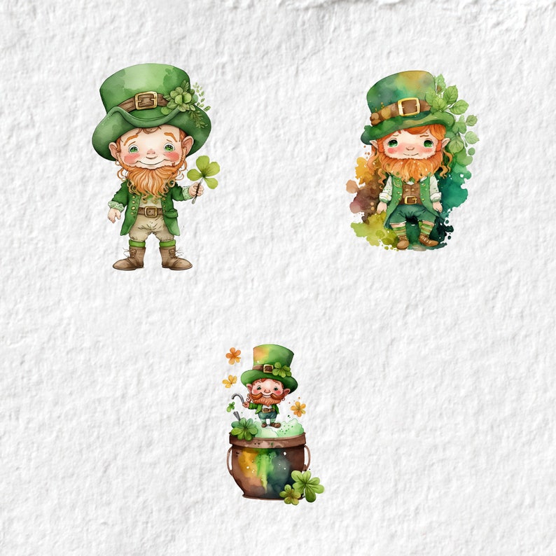 Leprechaun Watercolor Clipart St Patricks Day Clipart Happy - Etsy