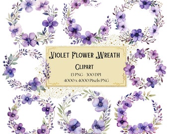 Violet Gift Basket Flower Clipart, Purple Violet Floral Png, Violet ...