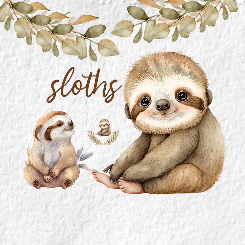 Sloth Watercolor - Etsy