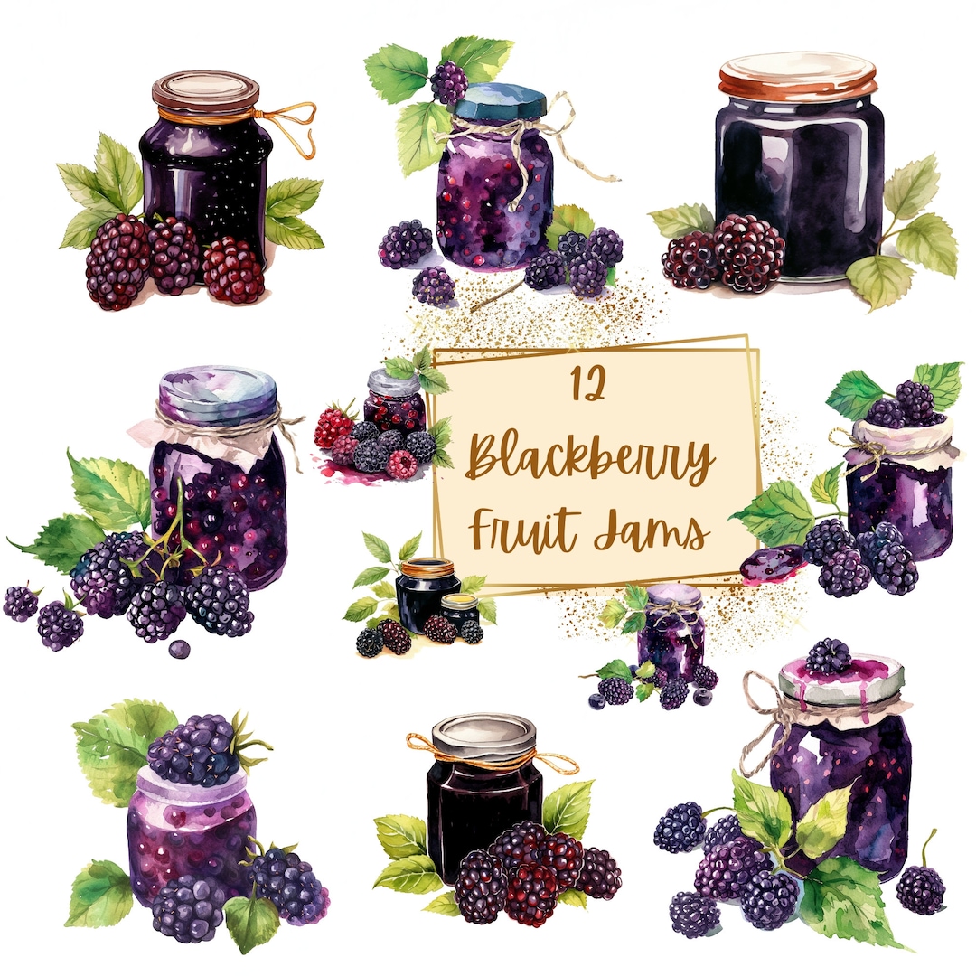 Blackberry Jam Jar Clipart, Blackberries Jam Fruit Clipart, Blackberry ...