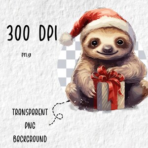 Christmas Sloth Clipart, Festive Holiday Christmas Sloth PNG, Xmas ...