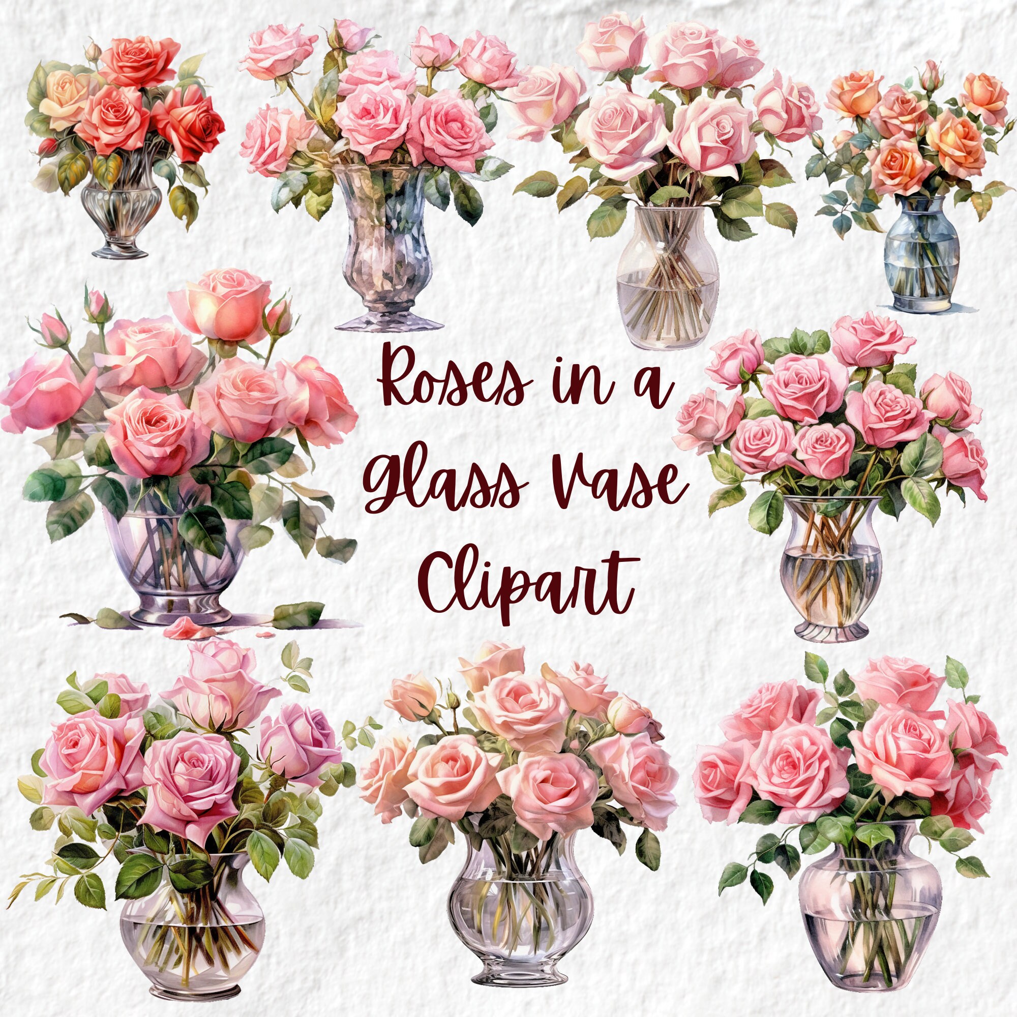 Rose Floral Vaze Clipart, Floral Roses Vaze Clipart, Peony Bouquet ...