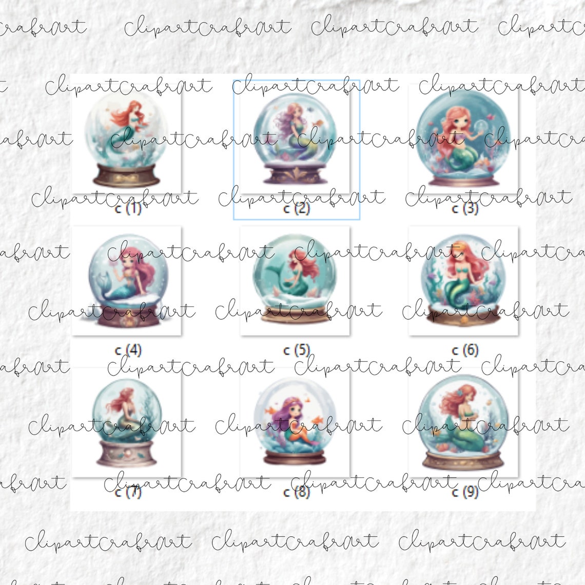 Mermaid Snow Globe Clipart Fantasy Mermaid Ocean Snow Globe - Etsy