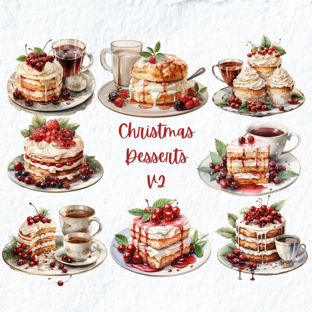 Christmas Berry Desserts Clipart, Cute Christmas Desserts Clipart, Xmas ...