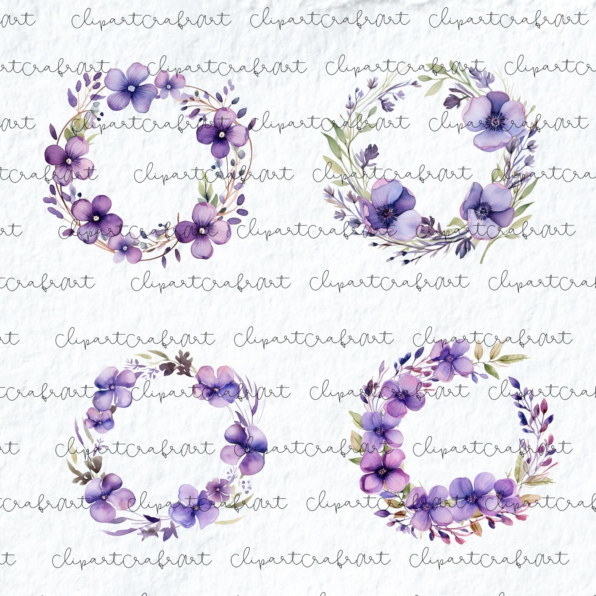 Violet Flower Wreath Clipart, Purple Violet Floral Png, Violet Flowers ...
