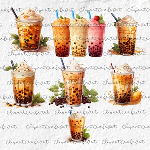 Boba Tea Clipart, Bubble Tea PNG, Watercolor Drinks Clipart, Bubble Tea ...