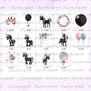 Baby Black Unicorn Clipart, Cute Baby Black Unicorn Svg, Baby Black ...