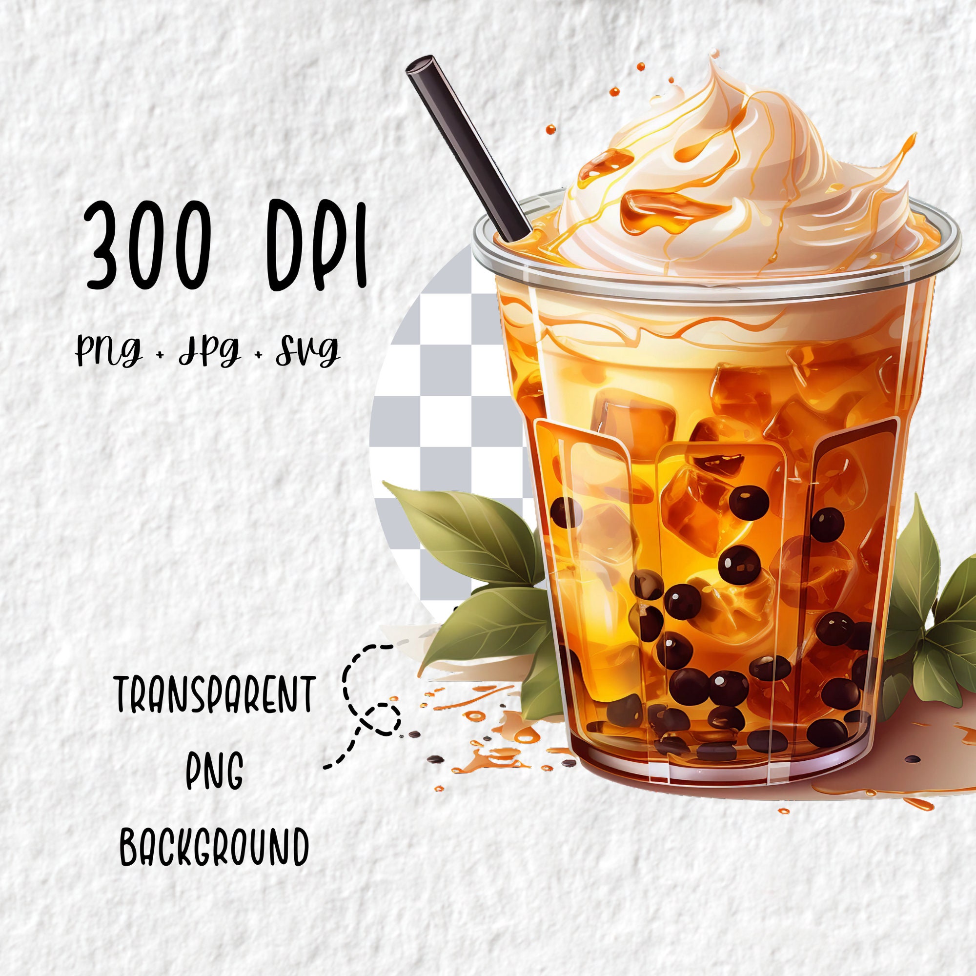Boba Tea Clipart Bubble Tea PNG Watercolor Drinks Clipart - Etsy