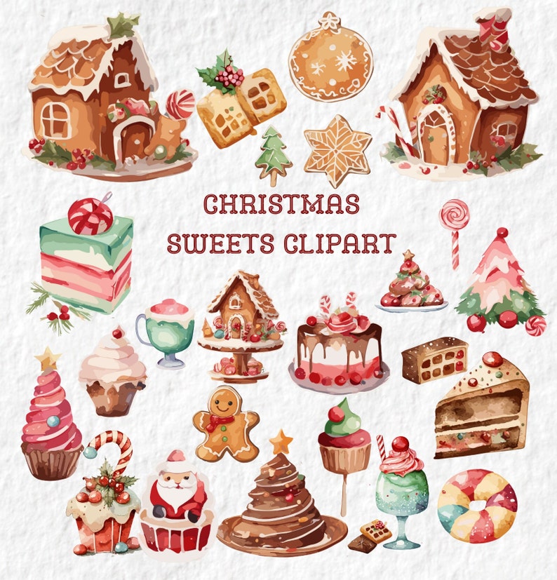 Christmas Dessert Clipart, Christmas Sweets Clipart, Christmas Cake ...