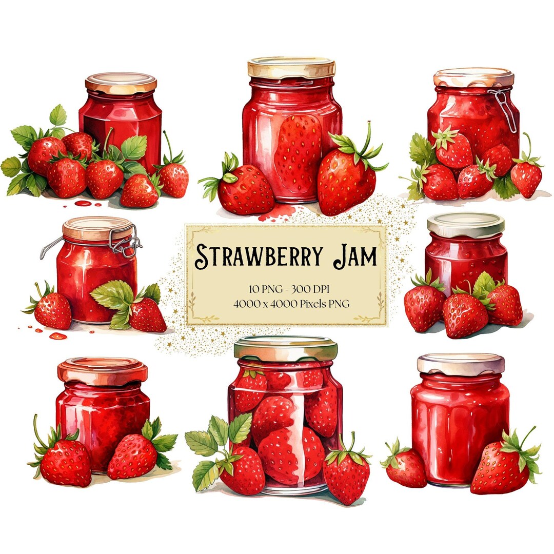 Strawberry Jam Jar Clipart, Strawberry Jam Fruit Clipart, Strawberry ...