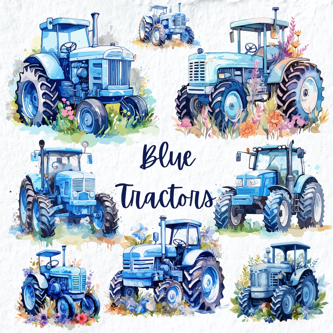 Blue Tractor Clipart, Blue Tractor Farming Vehicles Clipart, Harvest ...