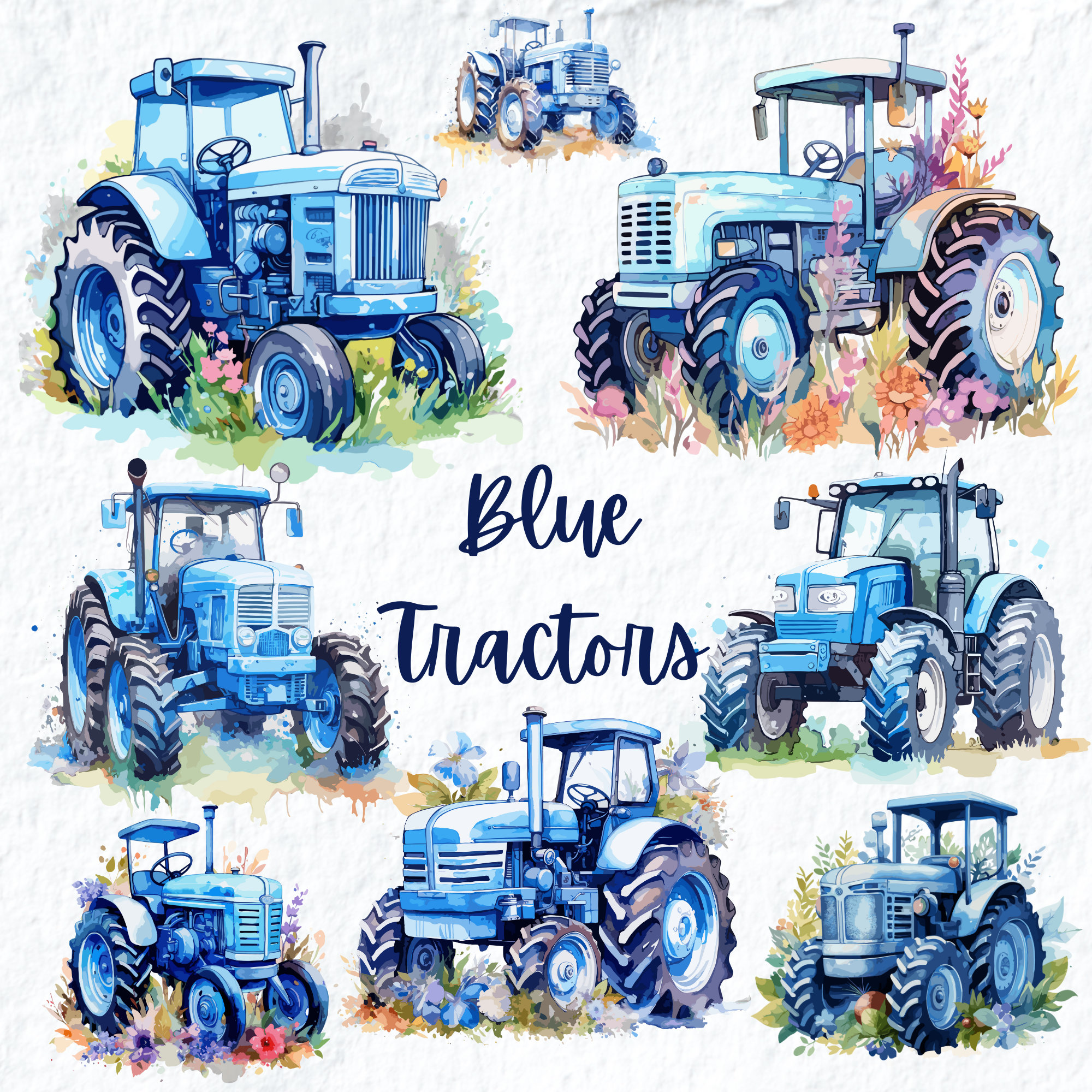 Blue Tractor Clipart, Blue Tractor Farming Vehicles Clipart, Harvest ...