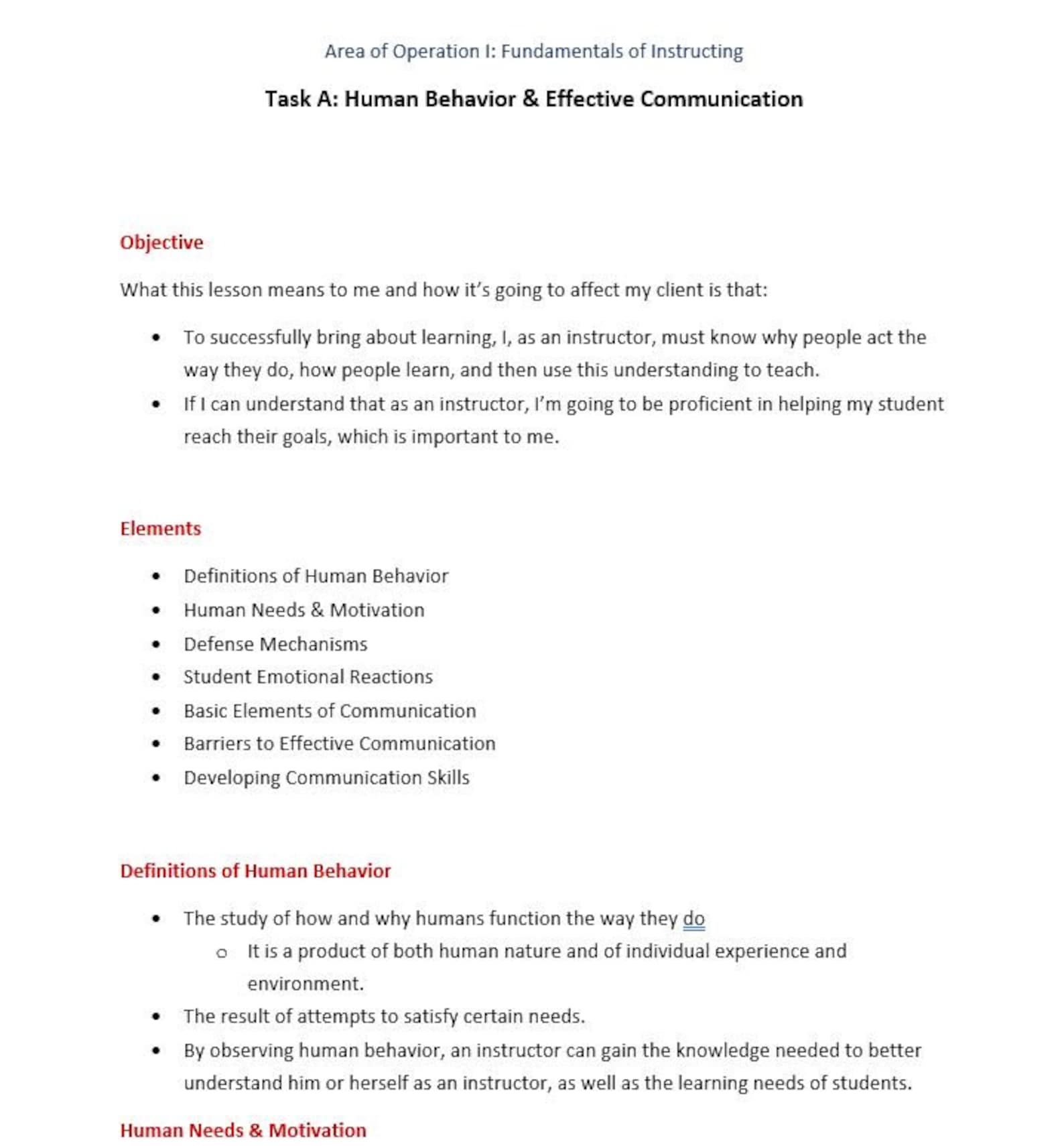 CFI Lesson Plans - Area of Operation I: Fundamentals of Instructing - Etsy