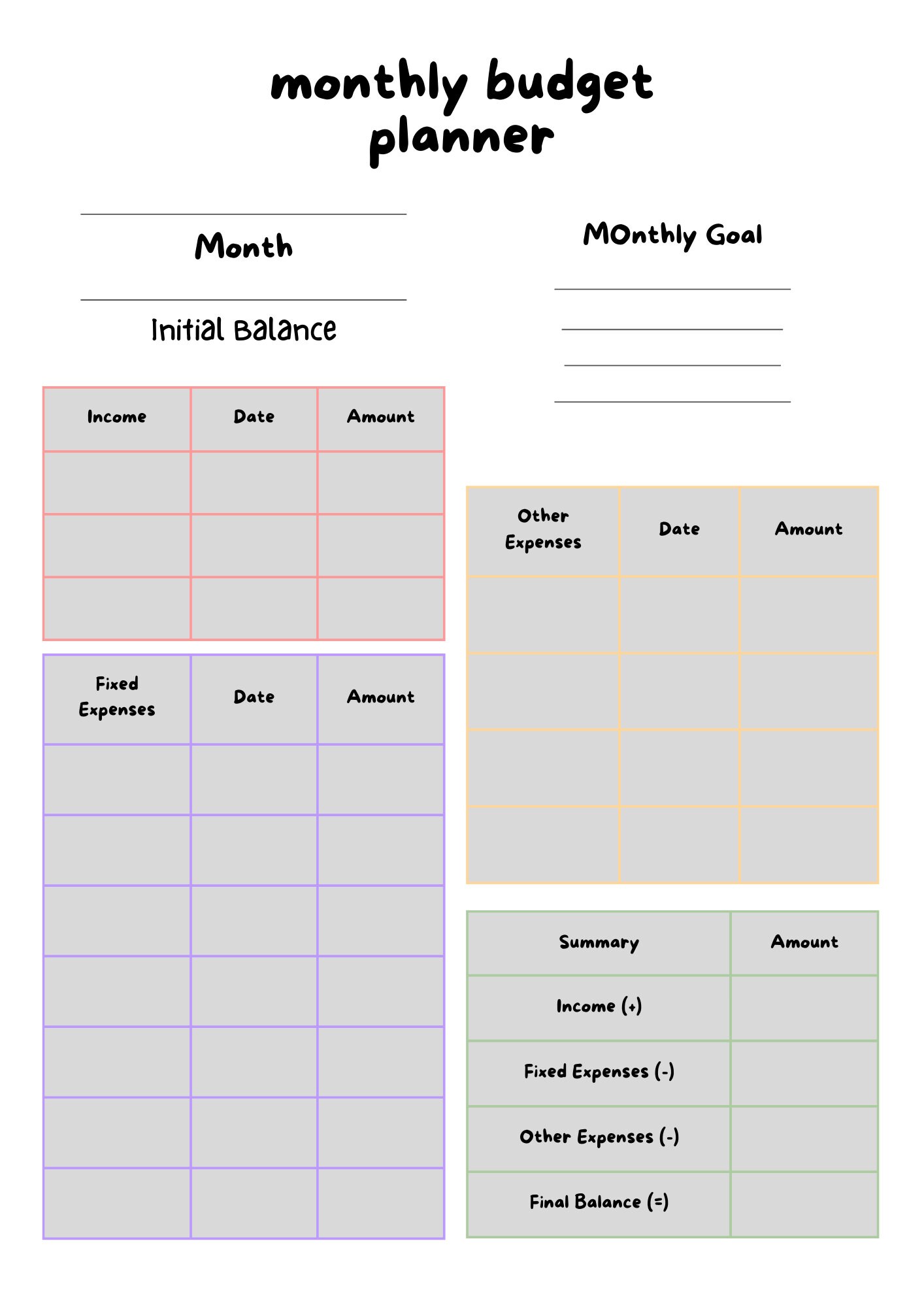 Monthly Budget Planner Digital File - Etsy